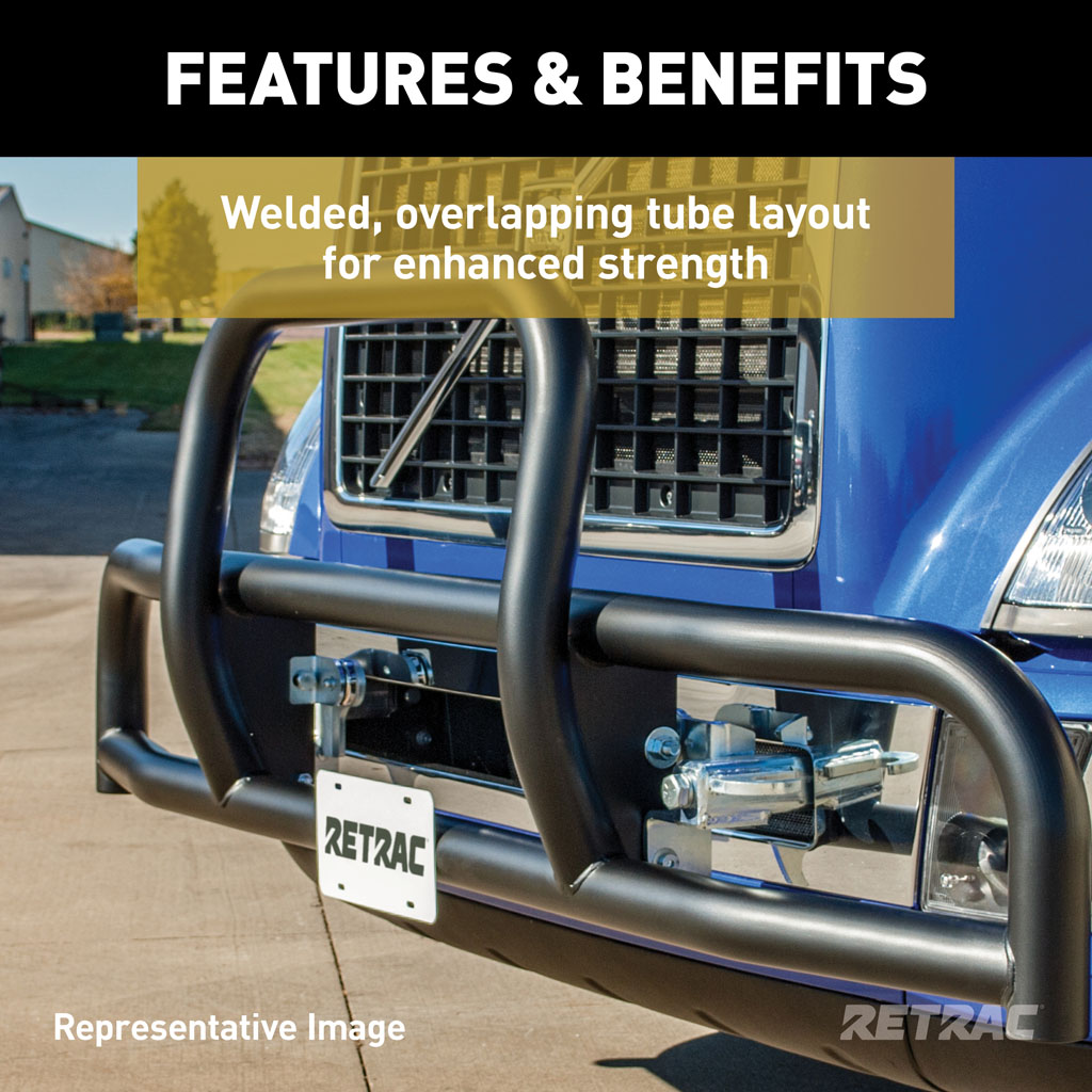 RETRAC | Tuff Guard II Black Stainless Grille Guard (15-Degree Bend)
