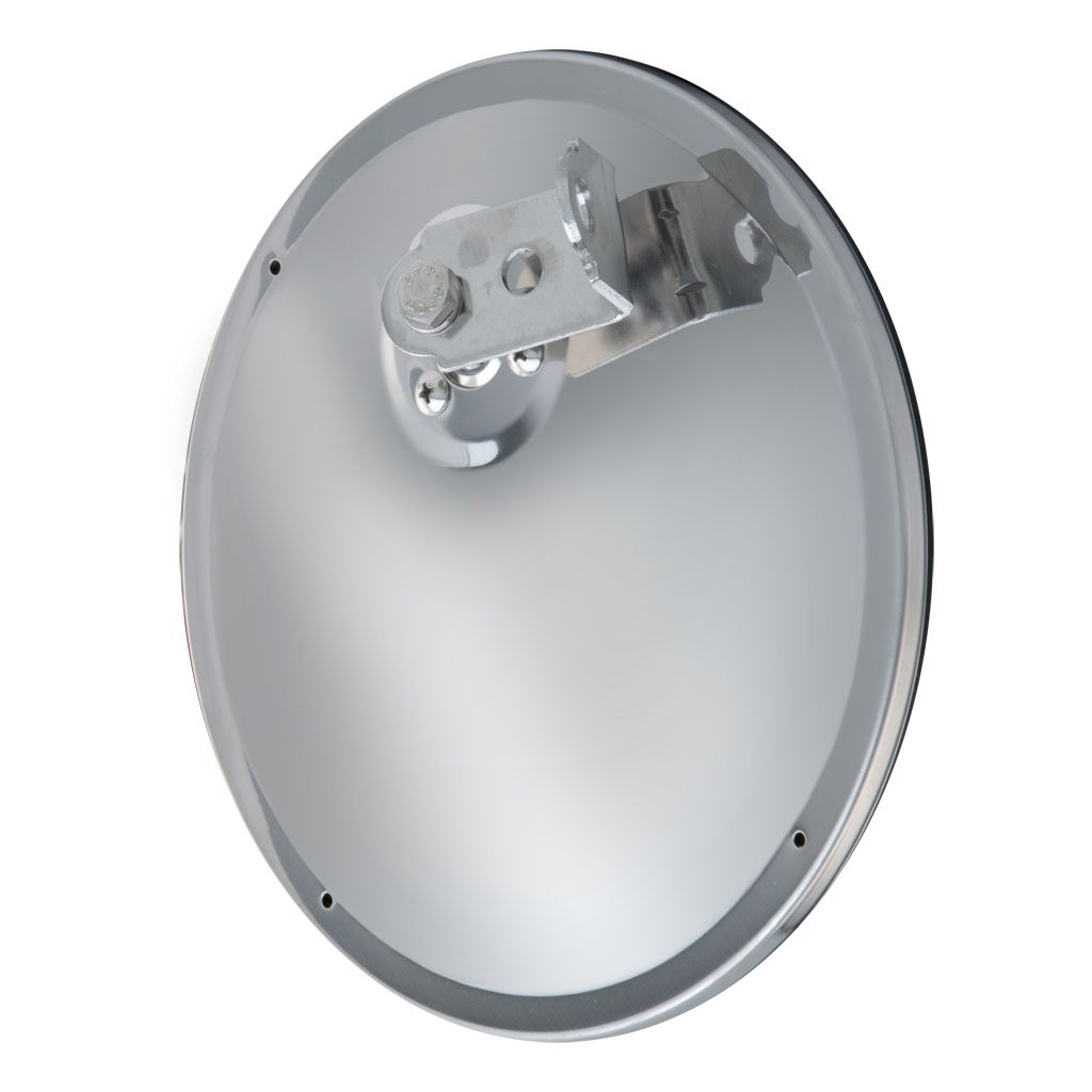 RETRAC | 8-1/2" Stainless Offset-Mount Convex Mirror Head with J-Bracket